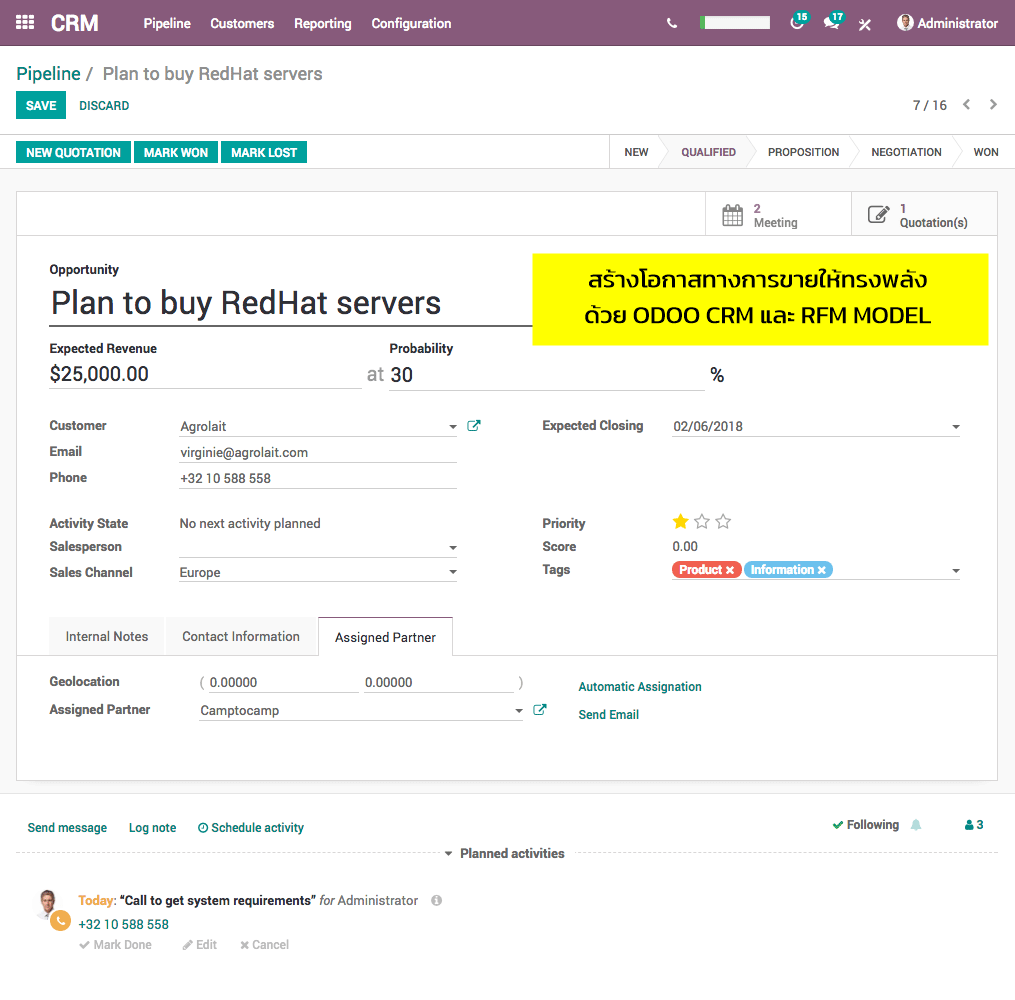 สร้างโอกาสทางการขายให้ทรงพลังด้วย ODOO CRM และ RFM MODEL